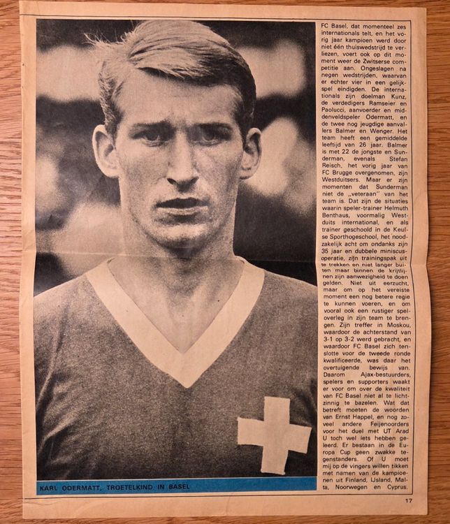 FCB, FC Basel Magazinausschnitte aus Holland 1970. Odermatt (Gebraucht ...