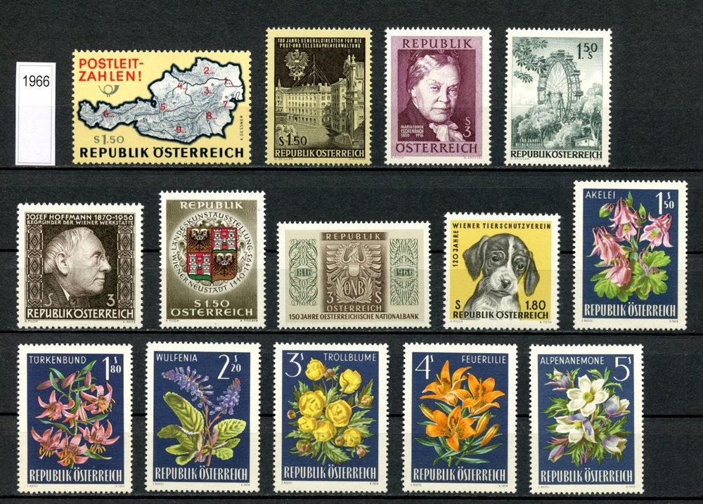 Österreich postfrisch 1966, 32 Briefmarken (Neu (gemäss Beschreibung)) in Aarau für CHF 2 – mit ...