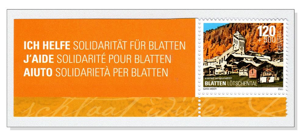 Blatten Briefmarke Solidarität Eckrand unten links (Neu (gemäss ...
