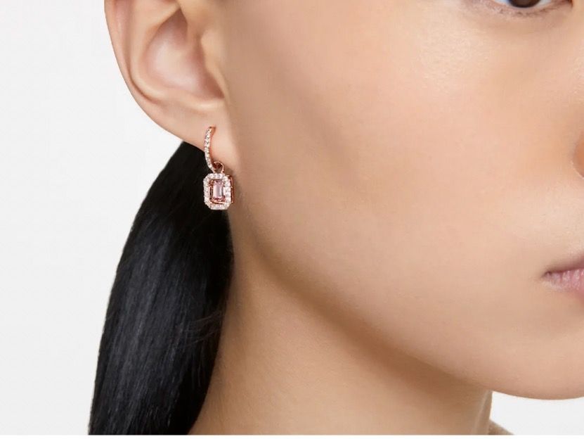 Swarovski Millenia Drop-Ohrhänger Oktagon-Schliff, Rosa (Neu und ...