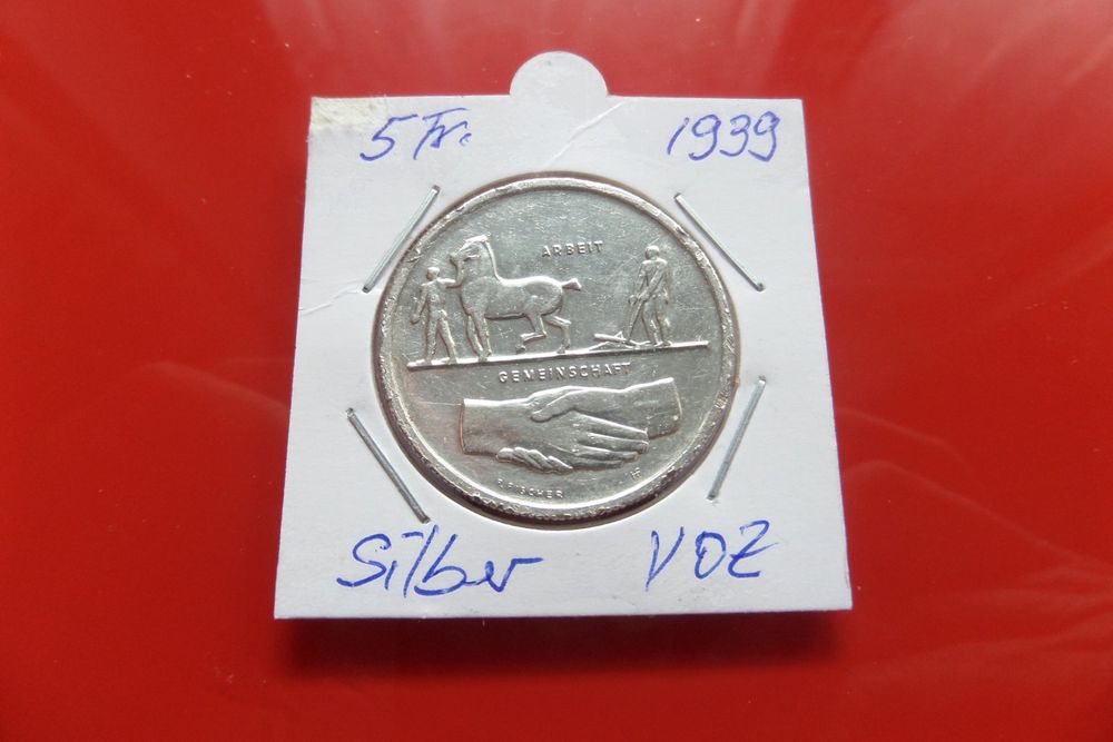 TOP GEDENKM. SCHWEIZ 5 Franken Landesausstellung 1939 Silb (Gebraucht) in Glis für CHF 38 – mit ...
