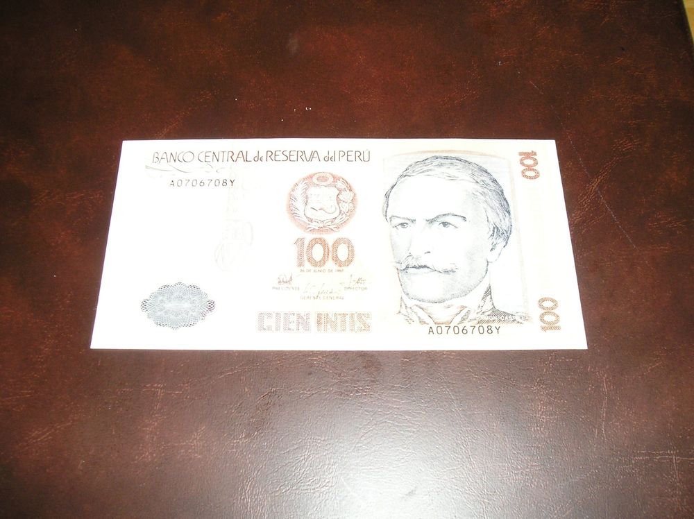 Peru 100 Intis Banknote 1987 Banknote Peru 100 Nuevo Geld | Kaufen auf ...