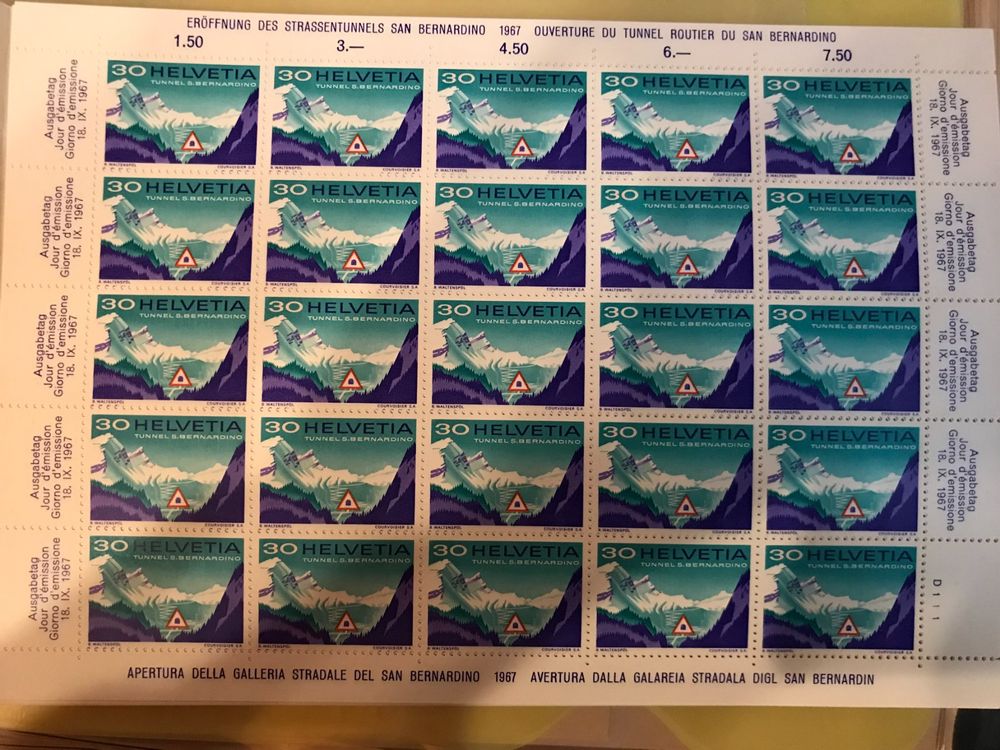 Briefmarken Eröffnung des Strassentunnels San Bernardino1967 (Neu und originalverpackt) in Arch ...