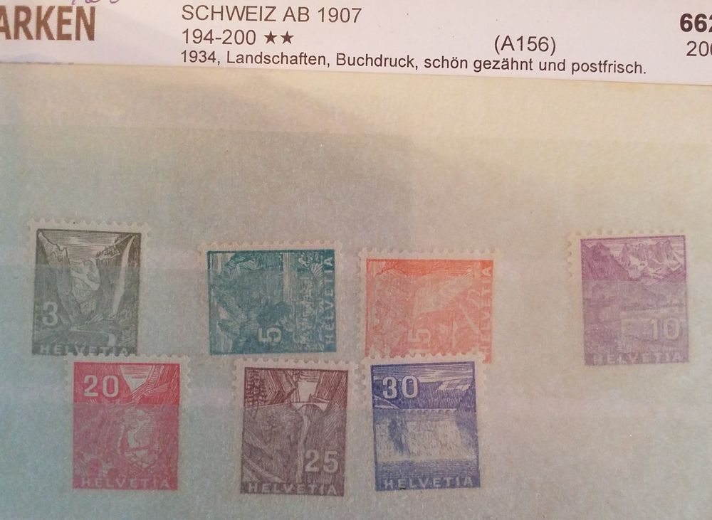 A662) 194-200, Landschaftsbilder Satz postfrisch Kt. 160.- (Neu (gemäss Beschreibung)) in Baden ...