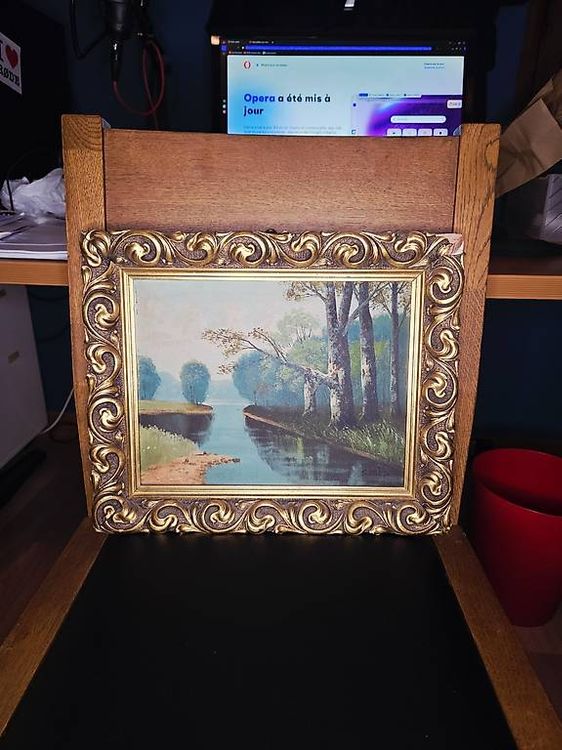 Huile sur toile paysage rivière par SUNES, 1973, négociable (D'occasion ...