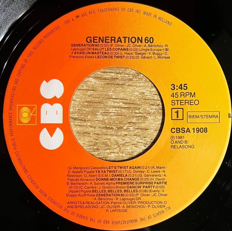 GENERATION 60 - HITS DES ANNEES 60 (Gebraucht) in Bussigny für CHF 3.5 ...