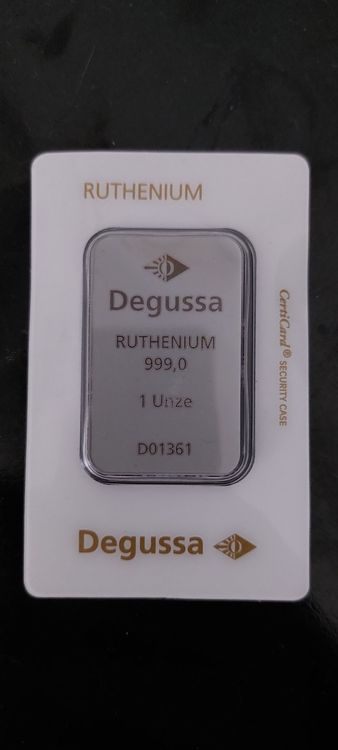 Degussa 1 Unze Ruthenium Barren 999.0 (Gebraucht) in Rekingen AG für ...