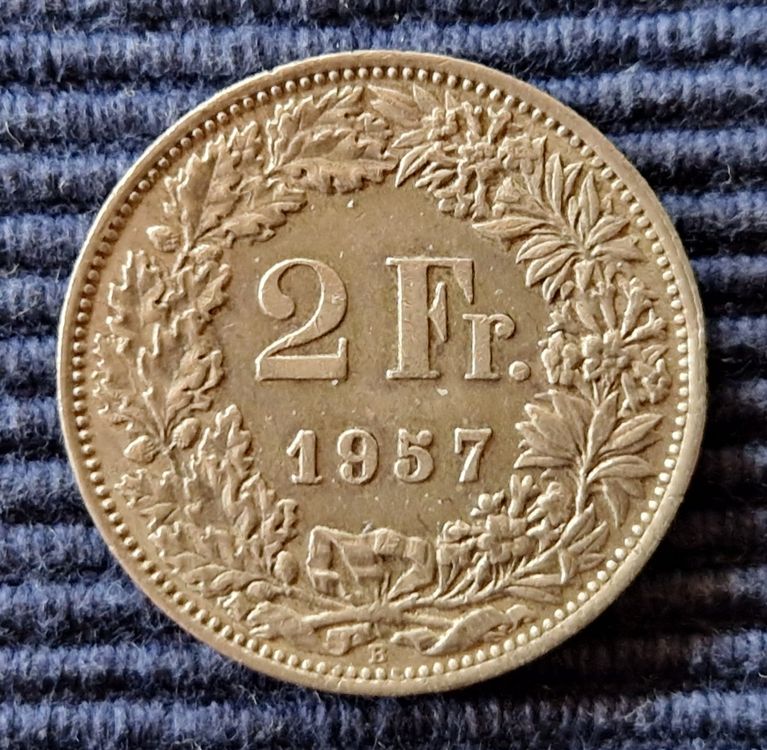 2 Franken 1957 Silber- sehr schön/vorzüglich (Gebraucht) in Berneck für CHF 5 – mit Lieferung ...