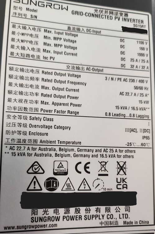 Wechselrichter Sungrow SG15RT inkl. WINet-S Modul (Gebraucht) in Thun für CHF 540 – mit ...