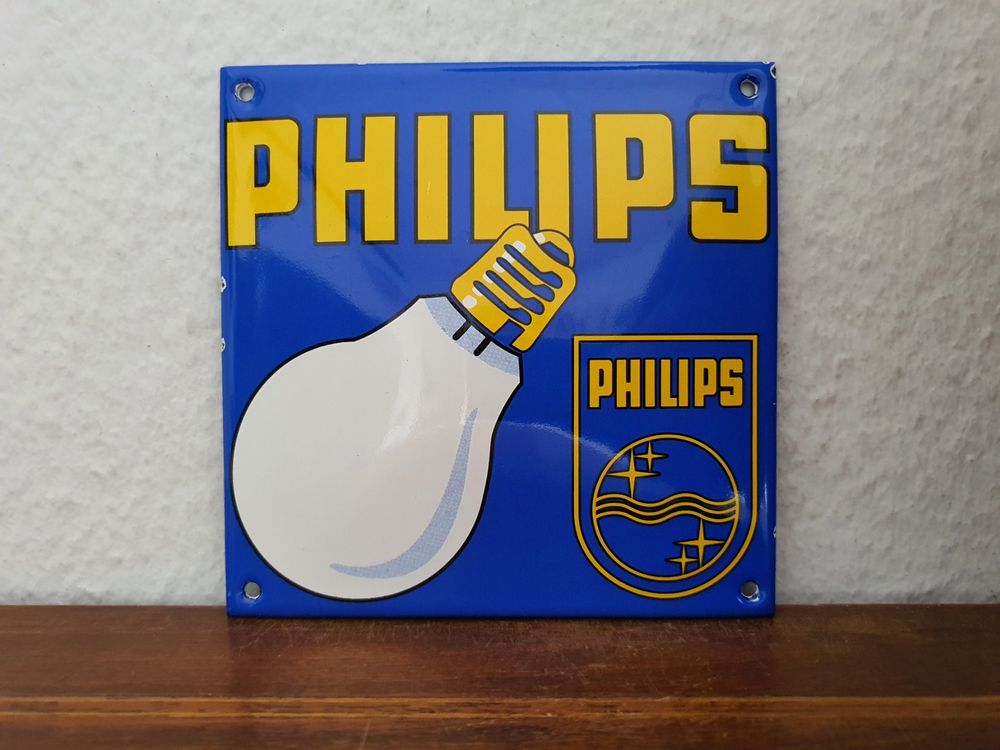 Emailschild Philips Glühbirne Emaille Schild Reklame Retro (Neu (gemäss ...