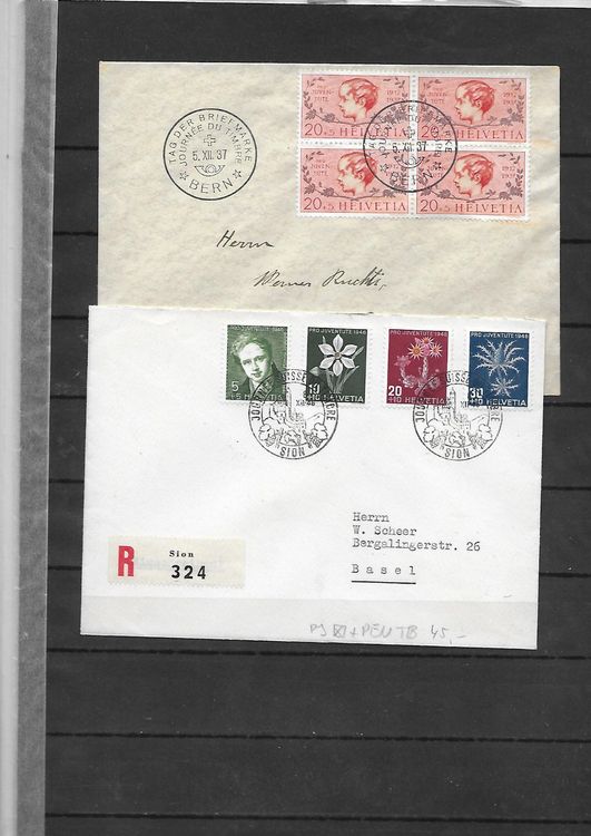 2 PJ Belege 1937 + 1946 mit TB Stempel Kat: CHF 97.- | Kaufen auf Ricardo
