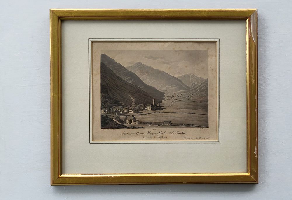 Antiker Stich Andermatt v. Hospenthal Route du St. Gotthard (Gebraucht ...