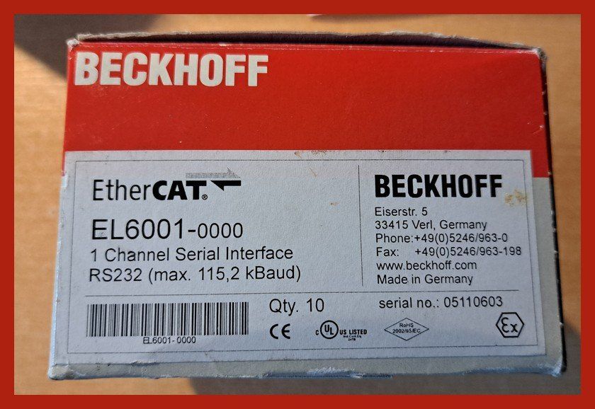 10x Beckhoff EtherCAT EL6001 Channel Serial Interface (Neu und originalverpackt) in Cernier für ...