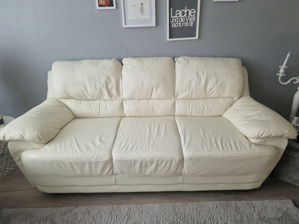 Ledersofa 3er & 2er Sofa Garnitur Weiss (Gebraucht) in zürich für CHF 200 – nur Abholung auf ...