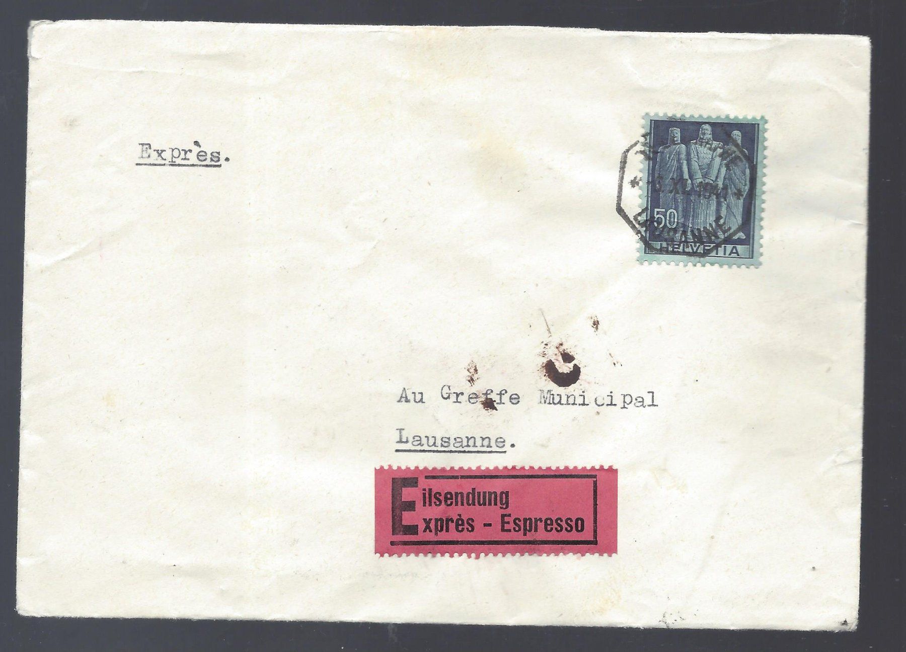 Brief Exprès mit Telegraph-Stempel 1941 (2 Bilder) (Gebraucht) in Les ...