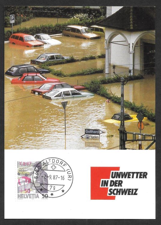 Maximumkarte W66 Unwetter Schweiz ET Altdorf 7.9.1987 (Neu (gemäss Beschreibung)) in Olten für ...