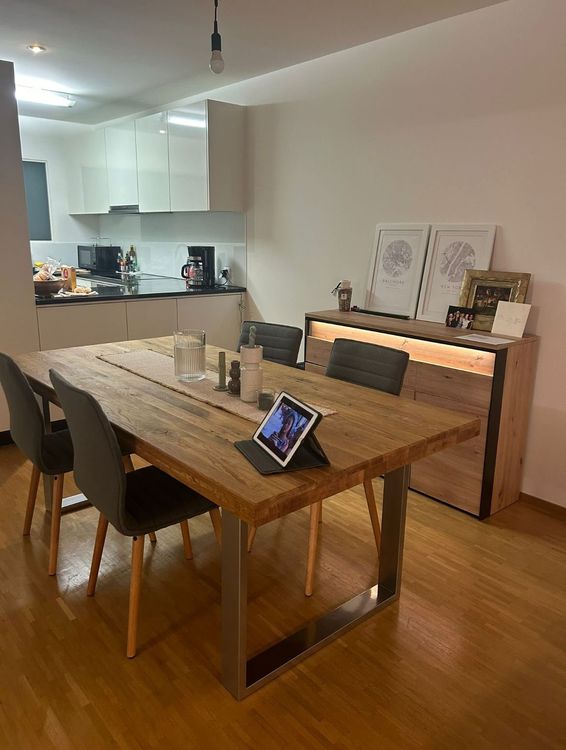 Full dining set - wooden table 200 x 75 cm and 4 chairs | Kaufen auf ...