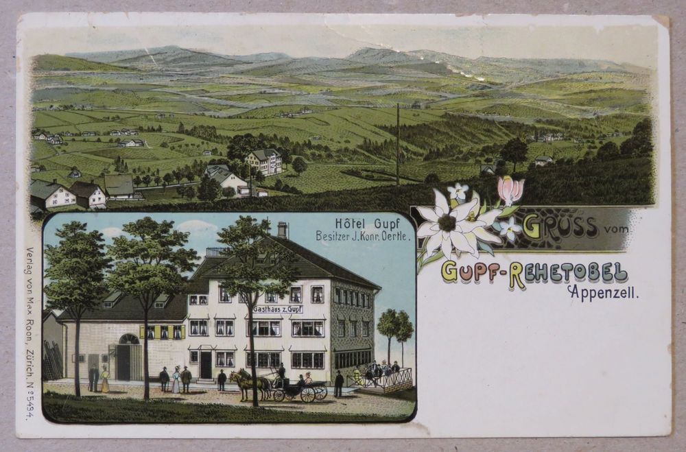Gupf-Rehetobel Appenzell 1909 Litho-Karte | Kaufen auf Ricardo