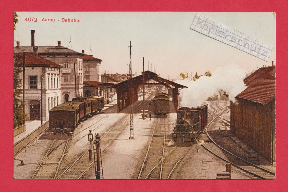Bahn: Aarau - Bahnhof Farb-Lichtdruck um 1910 | Kaufen auf Ricardo