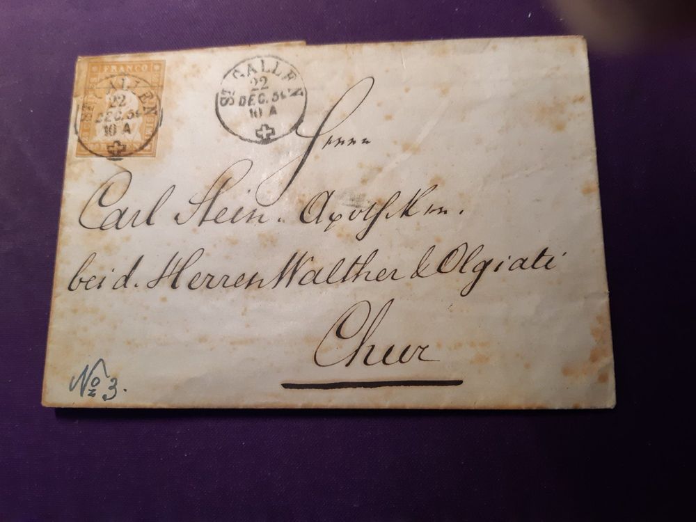 Strubelbrief St.Gallen - Chur, Nov. 1857, 20 Rp. gelborange (Gebraucht ...