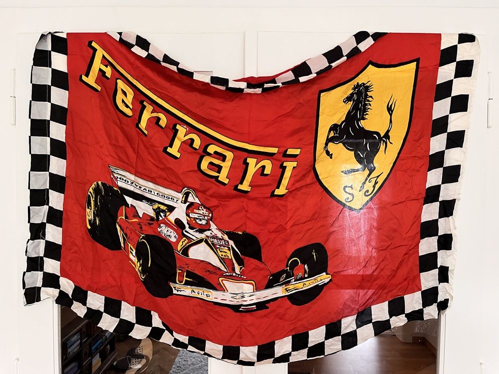 Vintage 1980s Ferrari Flag - Formula 1 Racing Memorabilia (Gebraucht ...