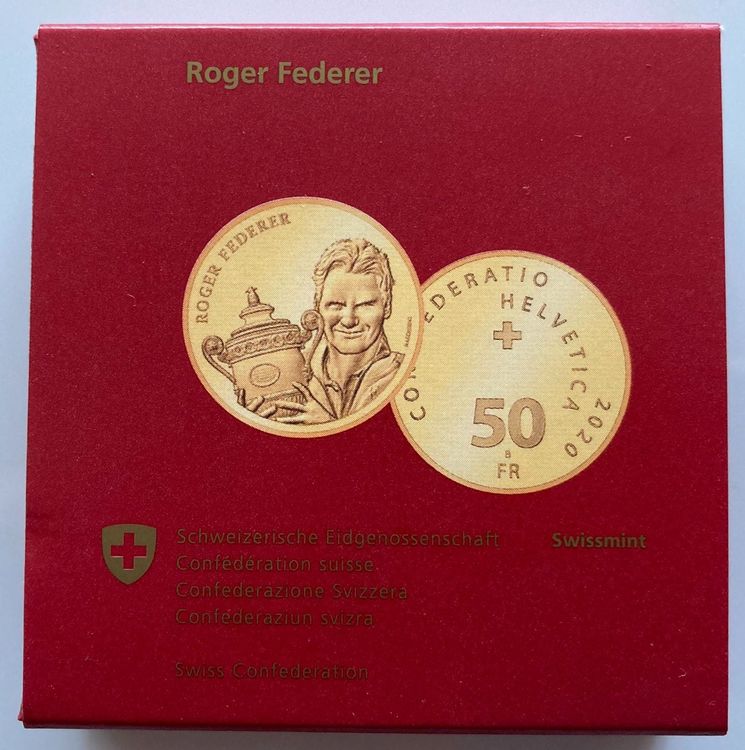 GOLD Roger Federer 50 FR - 2020 (Nuovo e nell'imballaggio originale) a ...