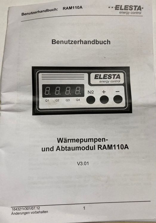 ELESTA WP Abtaumodul RAM110A (Gebraucht) in Benken SG für CHF 10 – mit Lieferung auf Ricardo kaufen