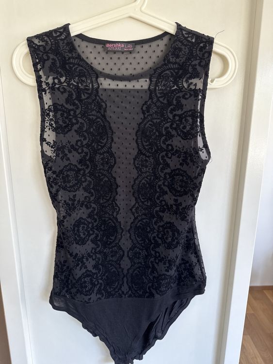 Schwarzer Body Bershka Gr. L Spitze transparent elegant Part (Neu ...