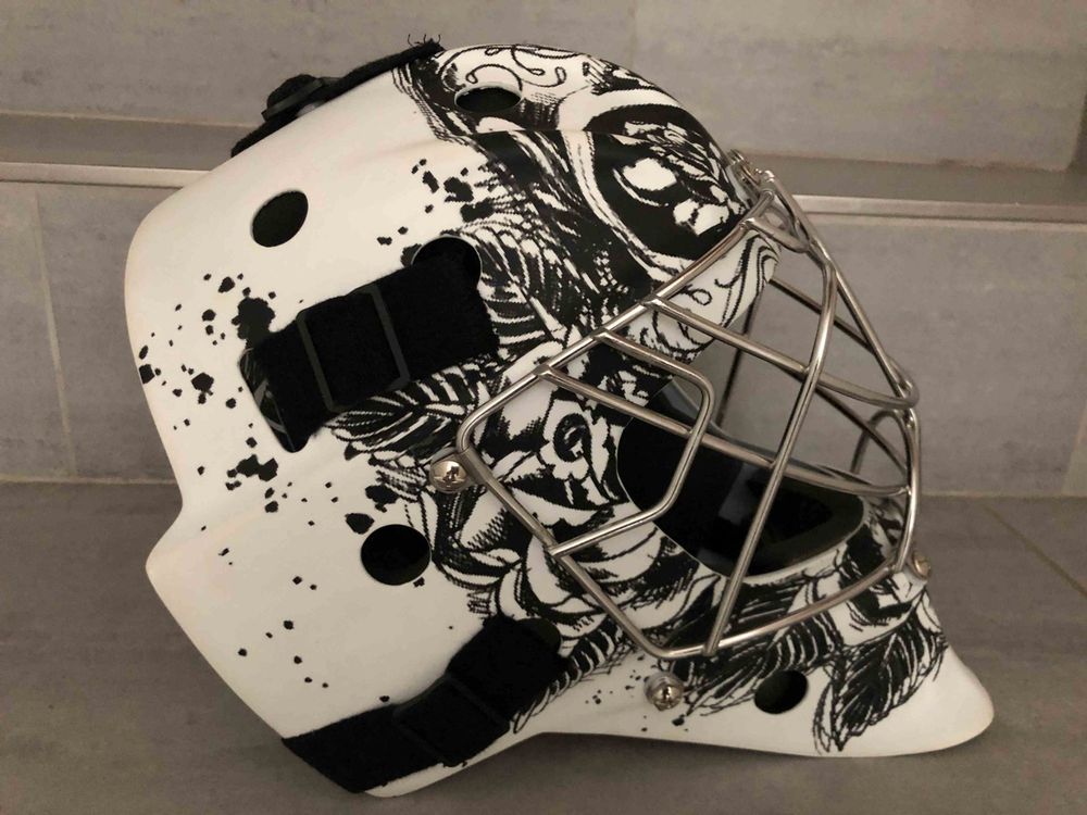 Cooler Unihockey Helm ICE II Flowers Weiss/schwarz - Neu (Neu (gemäss ...