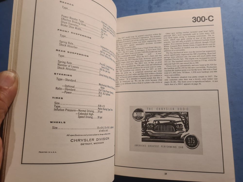 CHRYSLER 300 A SOURCE BOOK VINTAGE (D'occasion) à Bellevue pour CHF 5 ...