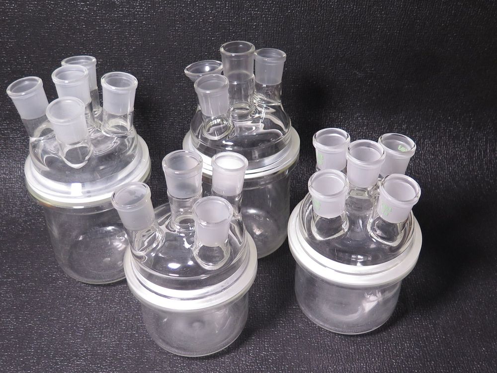 4 x Labor GlasKolben Rührwerkbehälter Planschliff Reaktor (Gebraucht ...