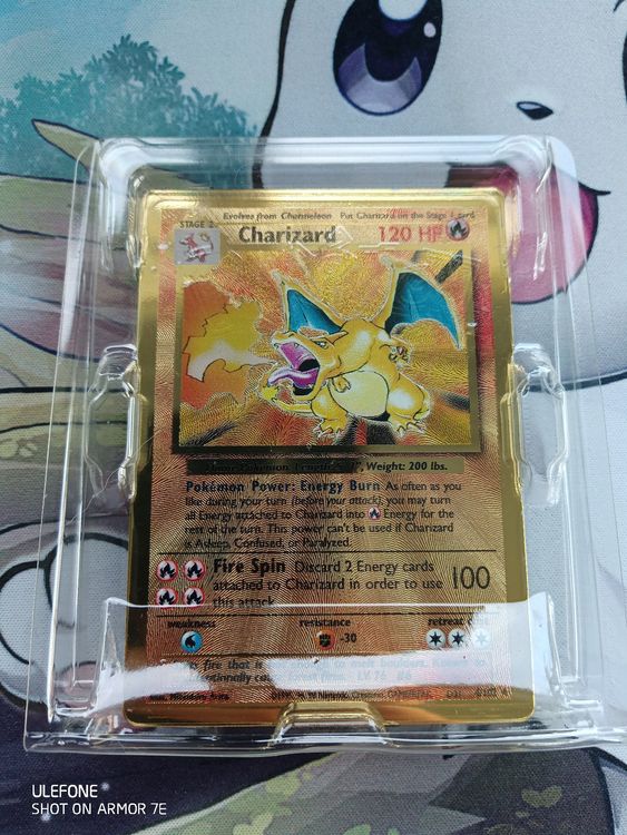 Pokemon Charizard Gold Metal Card - Base Set Reprint Celebra (Gebraucht ...