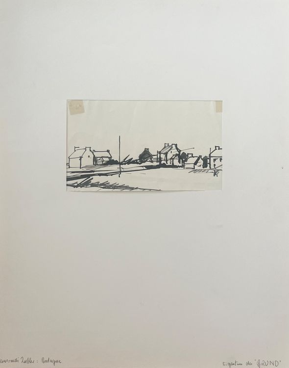 Hans Ruedi Subler - Häuser Szene Filzstift Zeichnung (Gebraucht) in ...