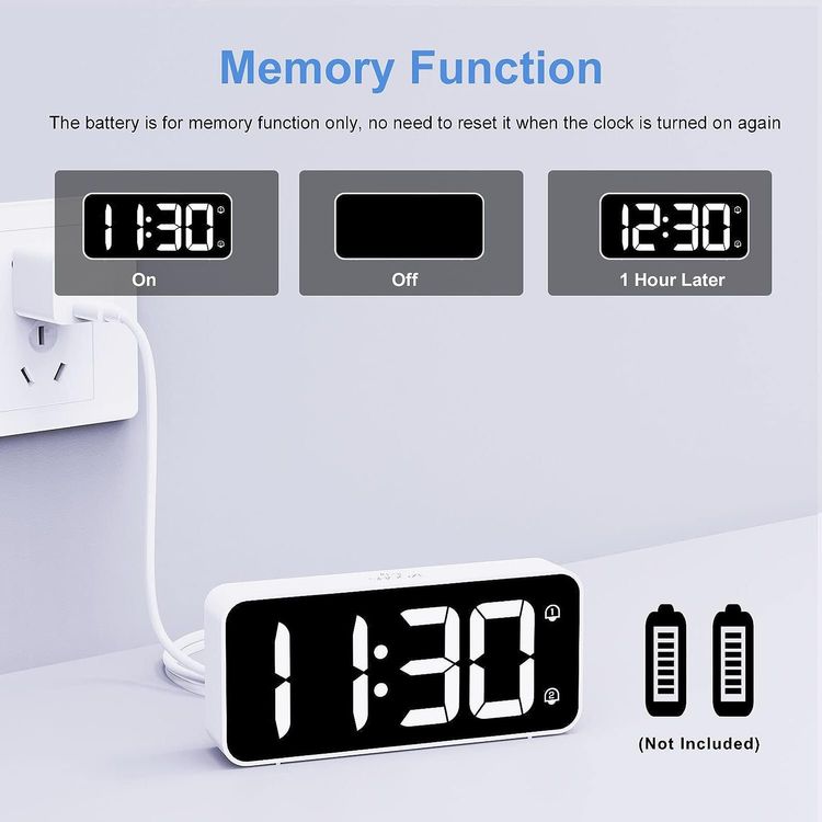 LED Wecker, Digital Uhr inkl. USB Netzteil & Kabel, 2 Alarme (Neu und ...