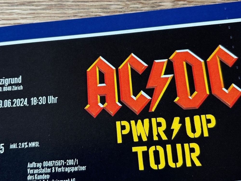 1 x AC/DC, Stehp. Letzigrund Zürich, 29.6.2024 ab Fr. 330.—! | Kaufen ...