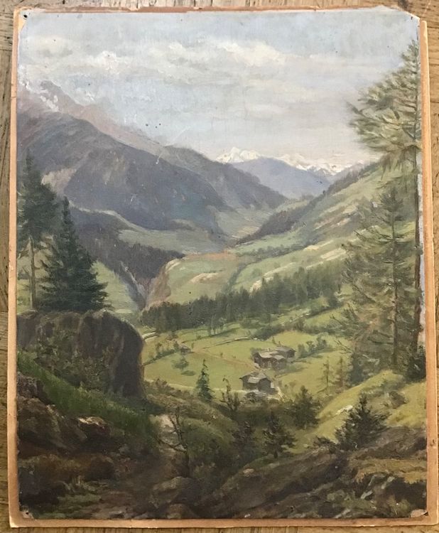 Schweizer Schule Berglandschaft Gemälde um 1900 | Kaufen auf Ricardo