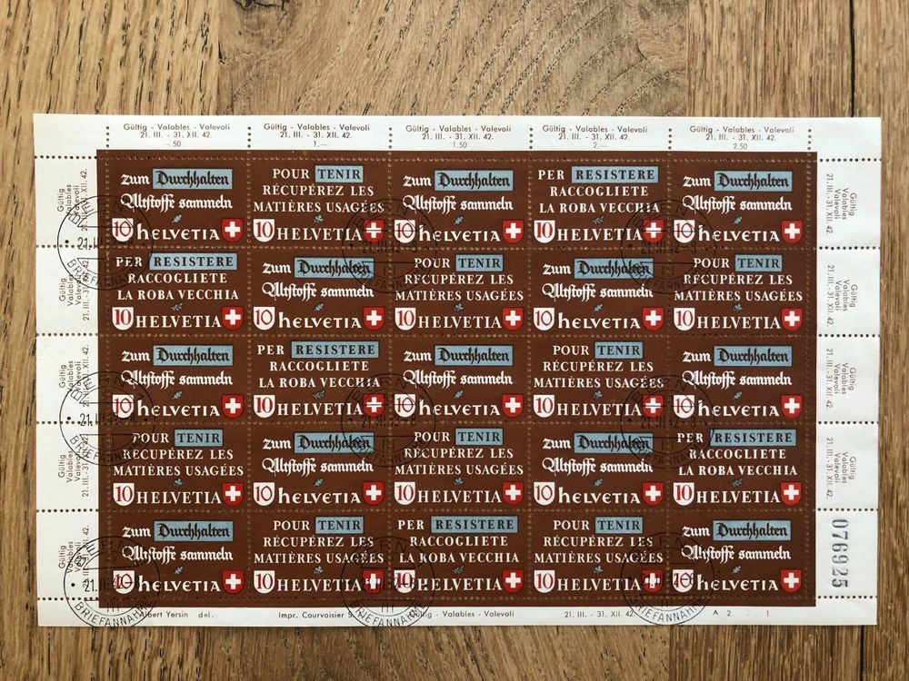 Briefmarkenbogen, Altstoff 1942 | Kaufen auf Ricardo