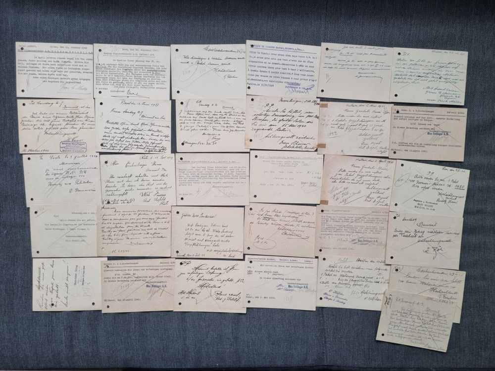 31 antike Postkarten Schweiz 1937-1942, kleine violette Abb. (Gebraucht ...