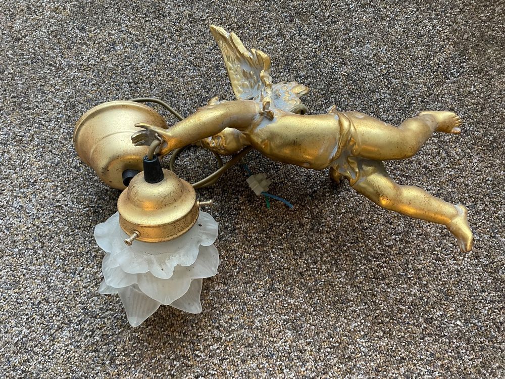 Engel Lampe Vintage Repro mit Blüten Glas | Kaufen auf Ricardo