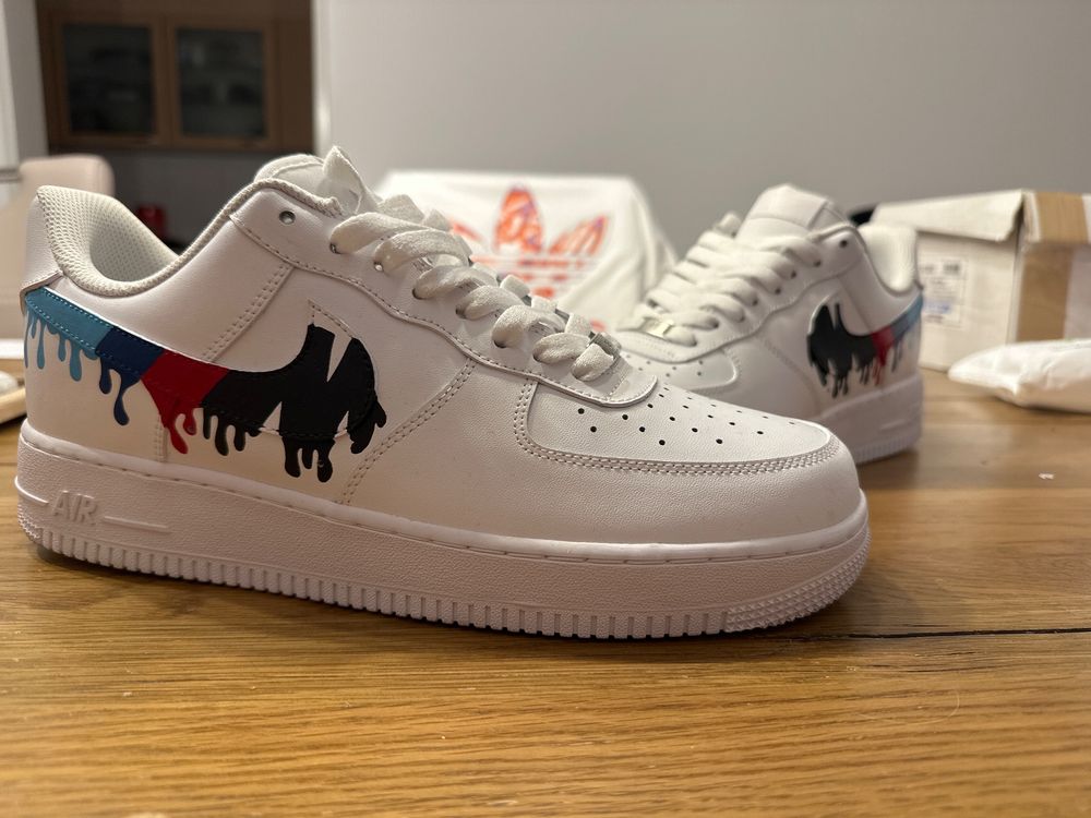 Nike Aie Force 1 Gr. 45 AF1 white BMW M Style Custom (Neu (gemäss ...