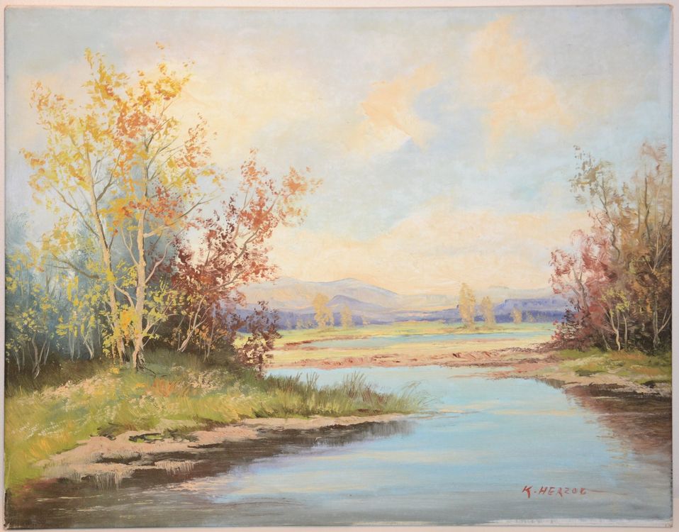 Ölgemälde Uferlandschaft - Karl Herzog | Kaufen auf Ricardo