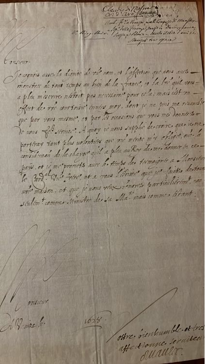 Antike Brief, Conte Claudio d’Avaux an Ludwig XIII. 1628 (Gebraucht) in ...