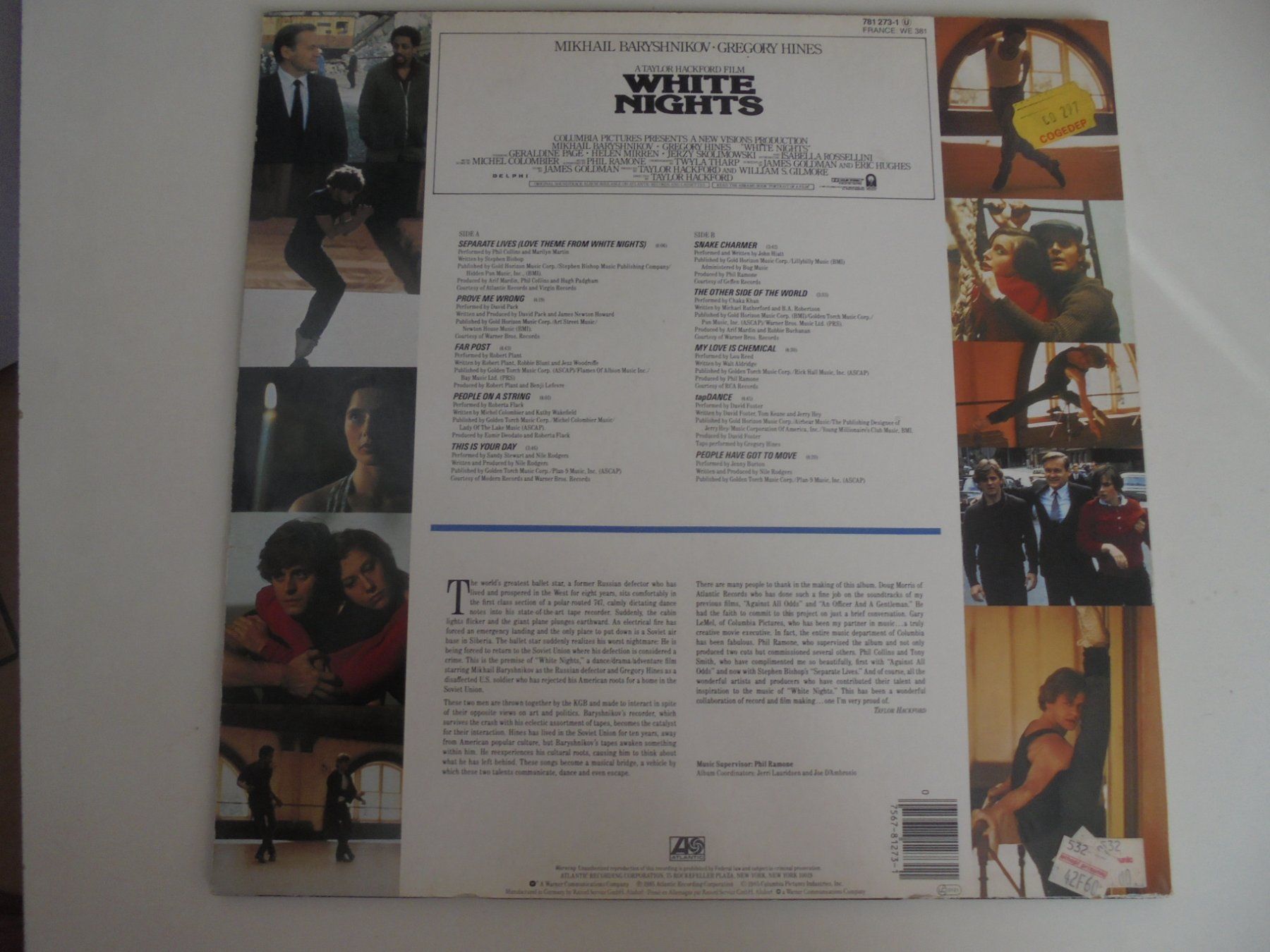 B.O " White Nights "Phil Collins, Lou Reed, etc LP Allemagne (D ...