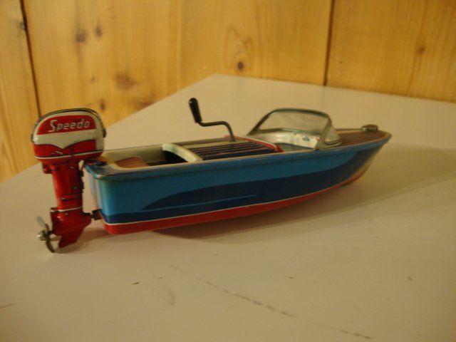 50er Jahre HAJI Japan Blechspielzeug Boot SPEEDO (Gebraucht) in ...