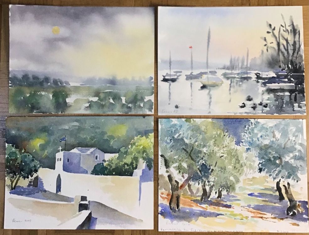 4 Stūck Landschaft Aquarelle Unl.Sign. (Gebraucht) in Root für CHF 10 – mit Lieferung auf ...