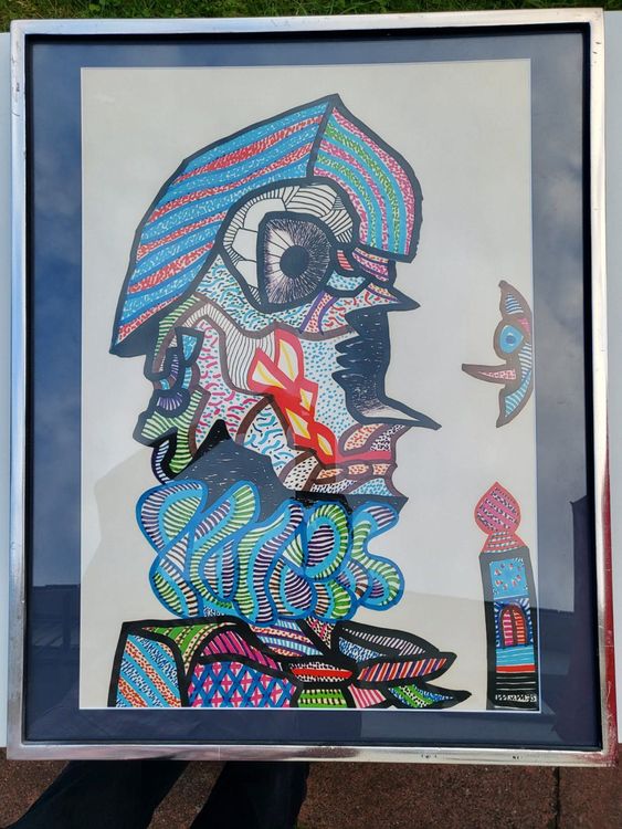 MAX VON MOOS, farbiges Original, Surreales Wesen, sign + dat (Gebraucht ...