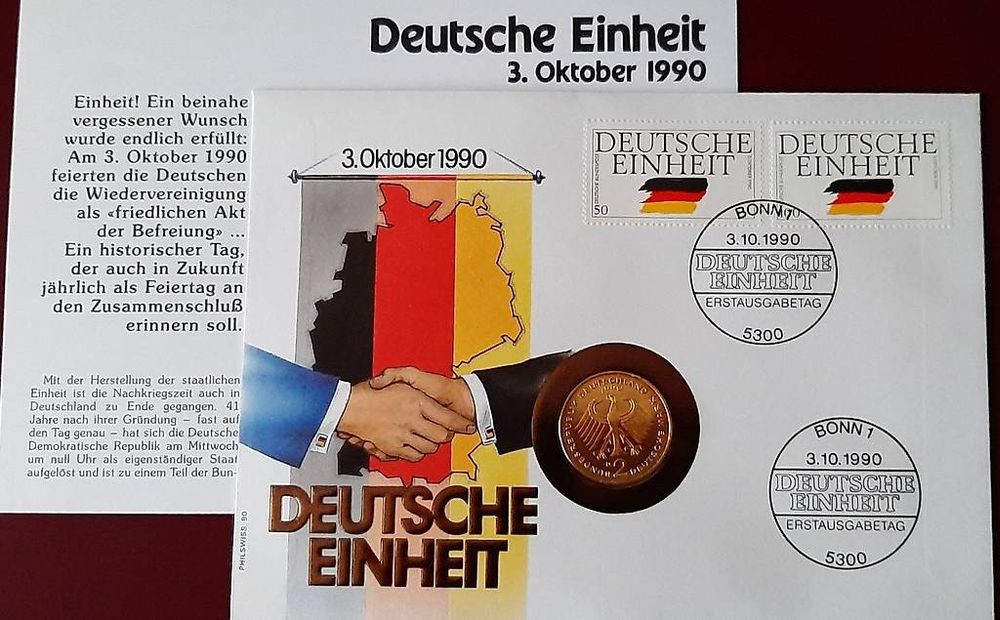 Deutsche Einheit 3. Oktober 1990 - Briefmarken und Münze (Neu und ...