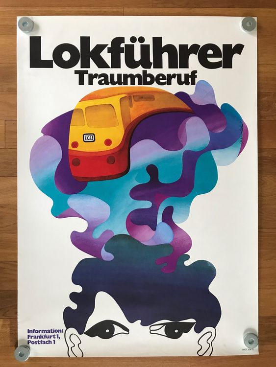 Plakat LOKFÜHRER TRAUMBERUF DEUTSCHE BAHN Original 1971 (Gebraucht) in ...