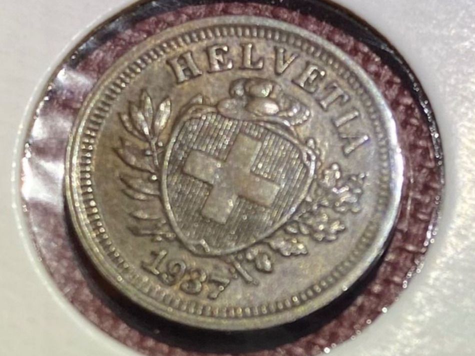 Schweiz 1 Rappen 1937 vzgl unz + braune Patina + Wappen alt (Neu (gemäss Beschreibung)) in ...