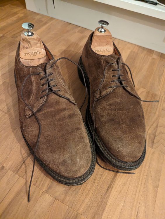 Alden 95431 Brown Suede Leather Plain Toe Blucher Derby Shoe | Kaufen ...